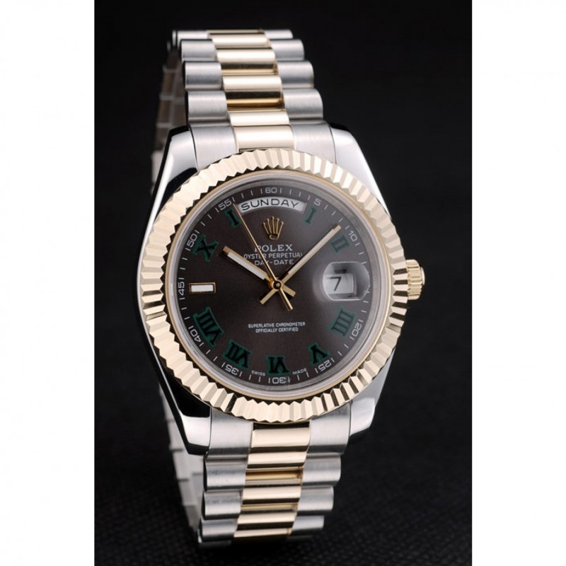 Rolex Day-Date quadrante grigio acciaio Cinturino colorata doppia inox ...
