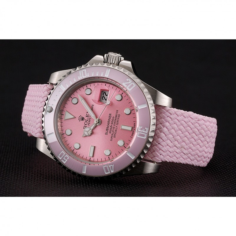 Rolex Submariner Quadrante Rosa Rosa lunetta tessuto rosa Bracciale ...
