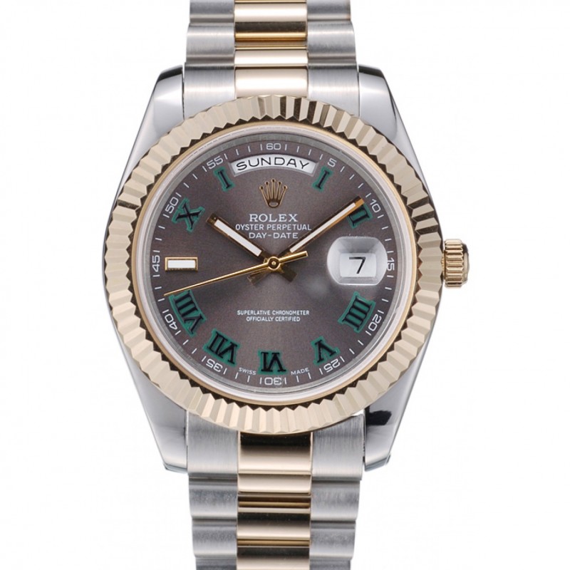 Rolex Day-Date quadrante grigio acciaio Cinturino colorata doppia inox ...