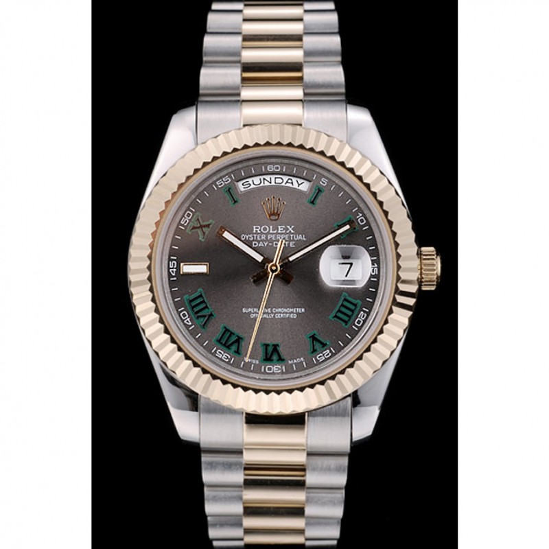 Rolex Day-Date quadrante grigio acciaio Cinturino colorata doppia inox ...